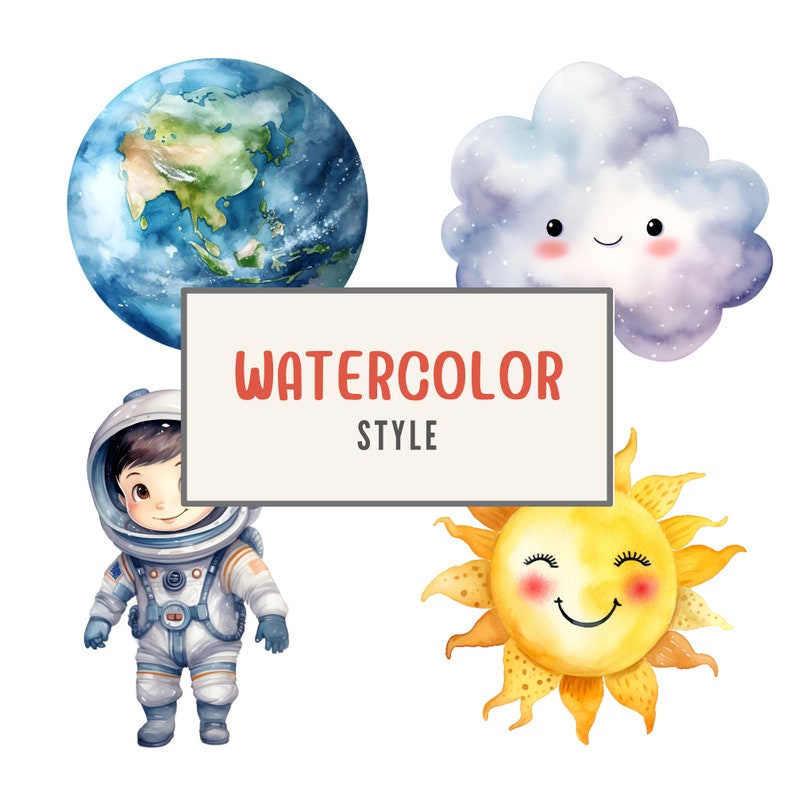 Watercolor Space Clipart, Cosmic Galaxy PNG Files, Starry Night Sky ...
