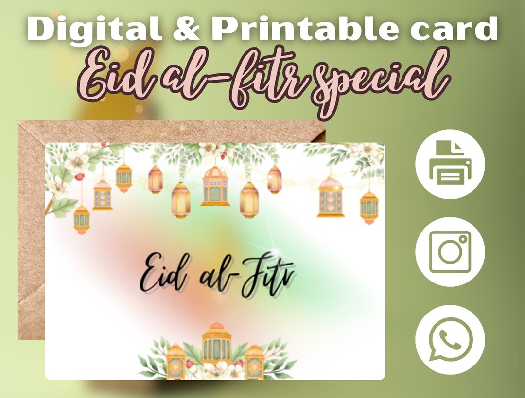 Eid Card Printable Eid Card Digital Eid Card Eid Gift Eid Al-fitr Eid ...