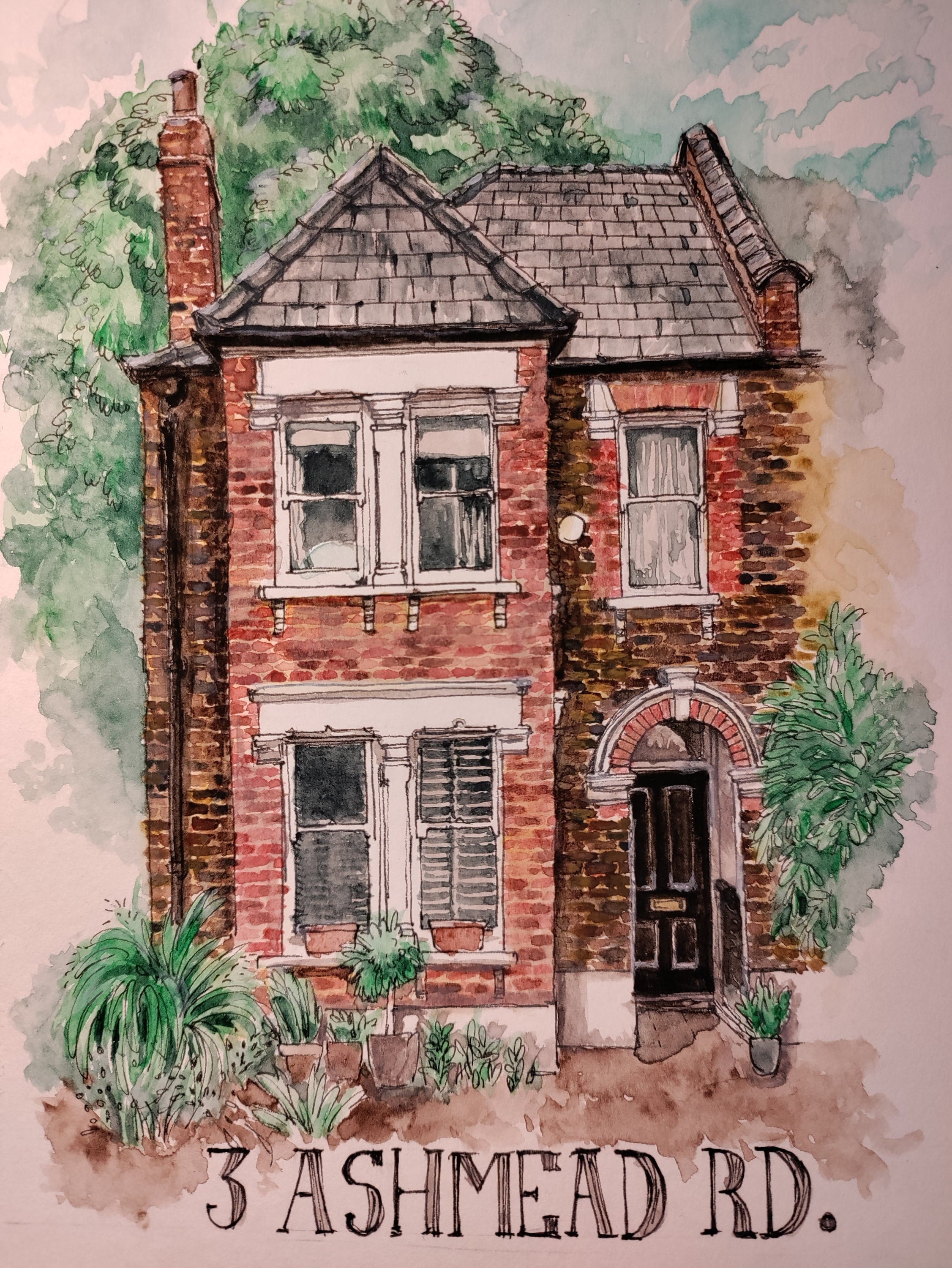 Personalised, Hand-drawn House Portrait in Black & White or Coloured in ...