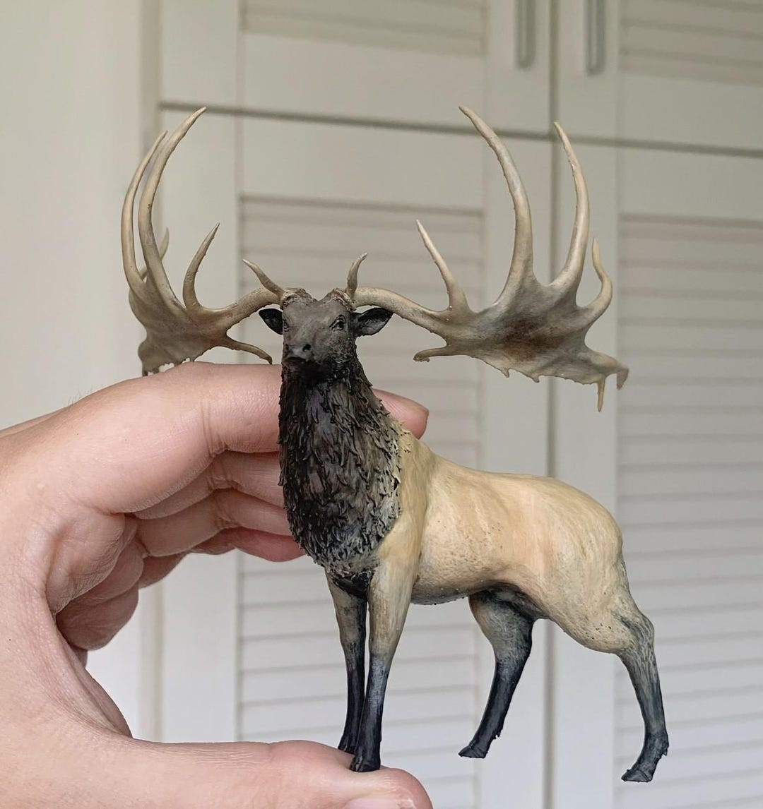3D Printed Bighorn Deer Model, Hand-painted Resin Desktop Decor Figure ...