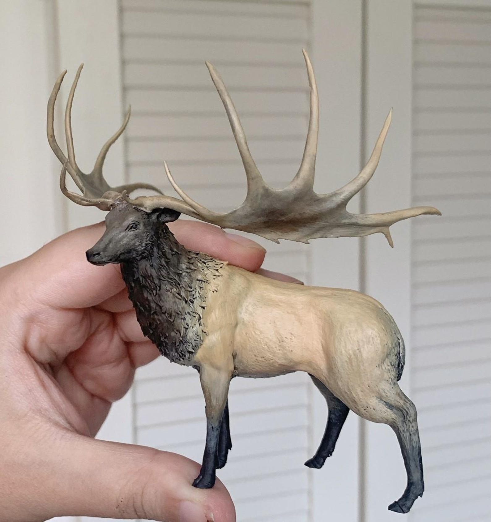 3D Printed Bighorn Deer Model, Hand-painted Resin Desktop Decor Figure ...