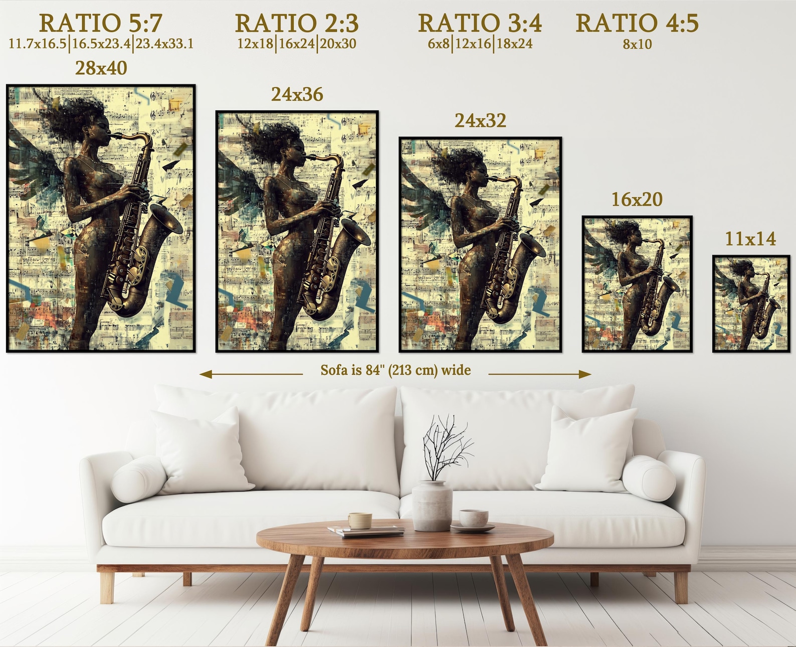 Monochrome Angel Saxophone Art Print: Moody Jazz Canvas Wall Decor - Etsy