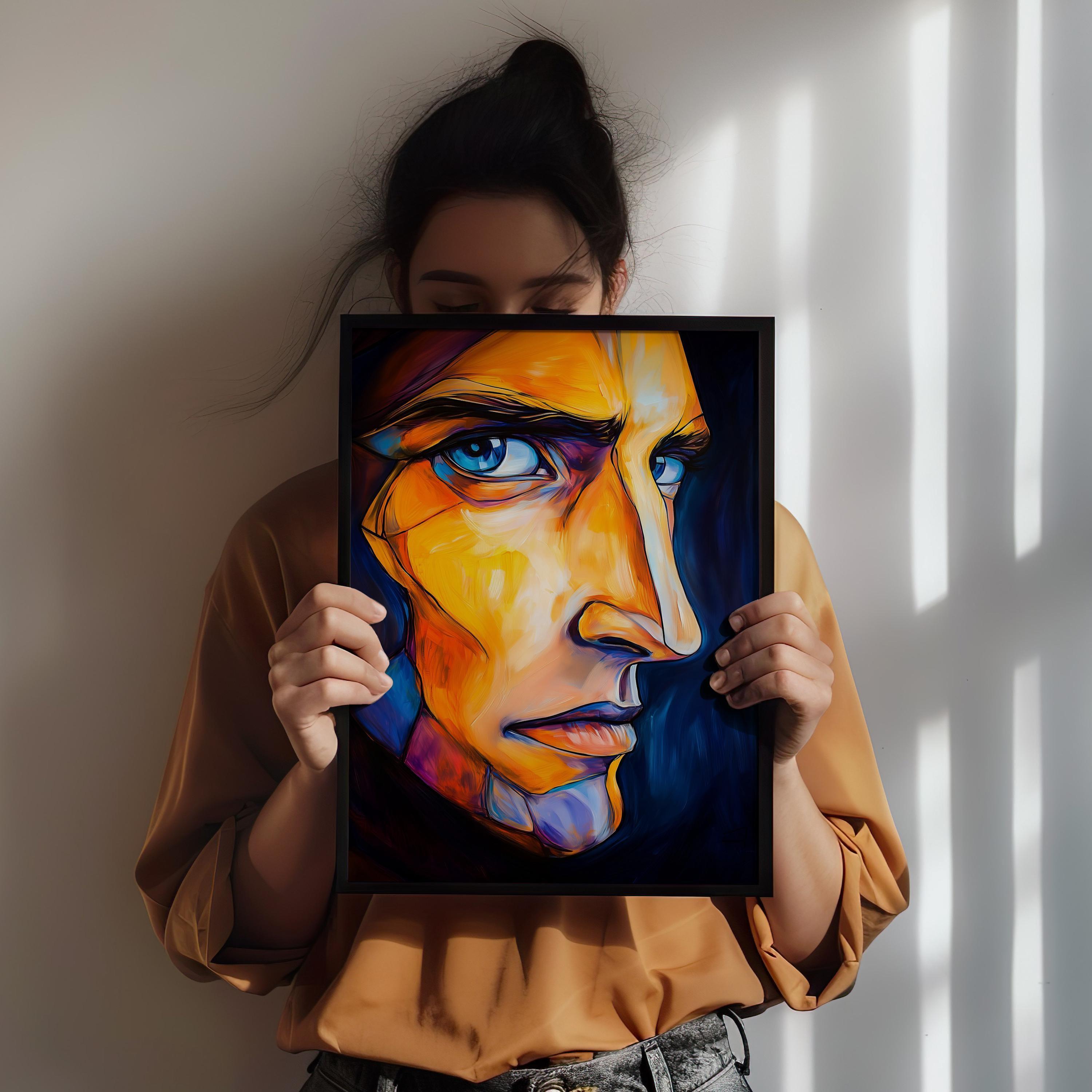 Sharp Angle Face Art Print: Bold Oil Painting Style Poster - Etsy