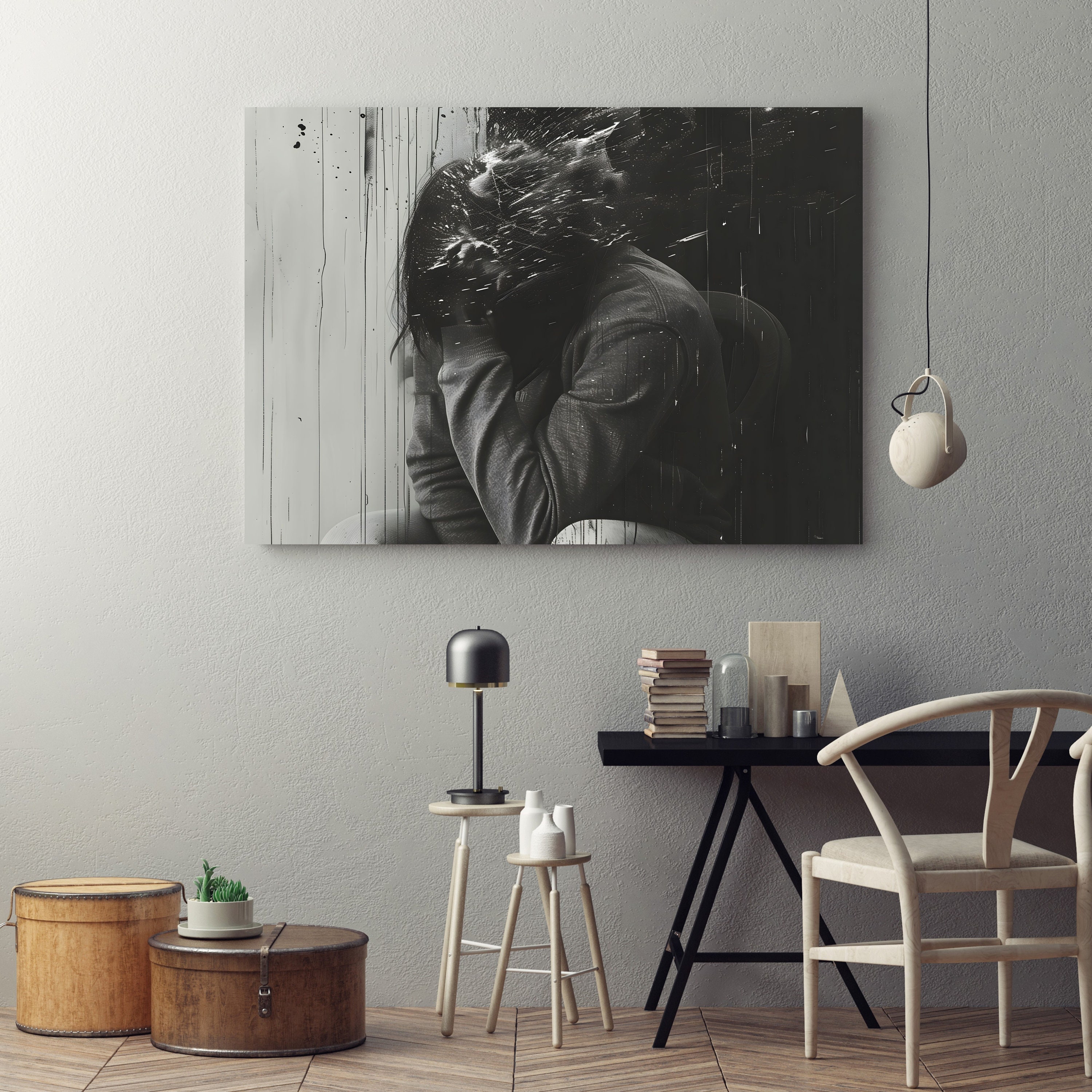 Depression Art Awareness Poster Modern Abstract Lines Explore Mental ...