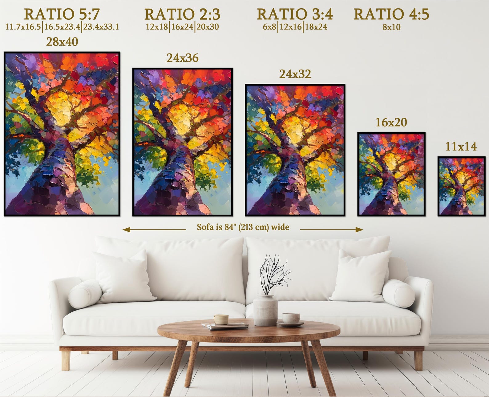 Rainbow Tree Print: Abstract Nature Canvas Wall Art - Etsy