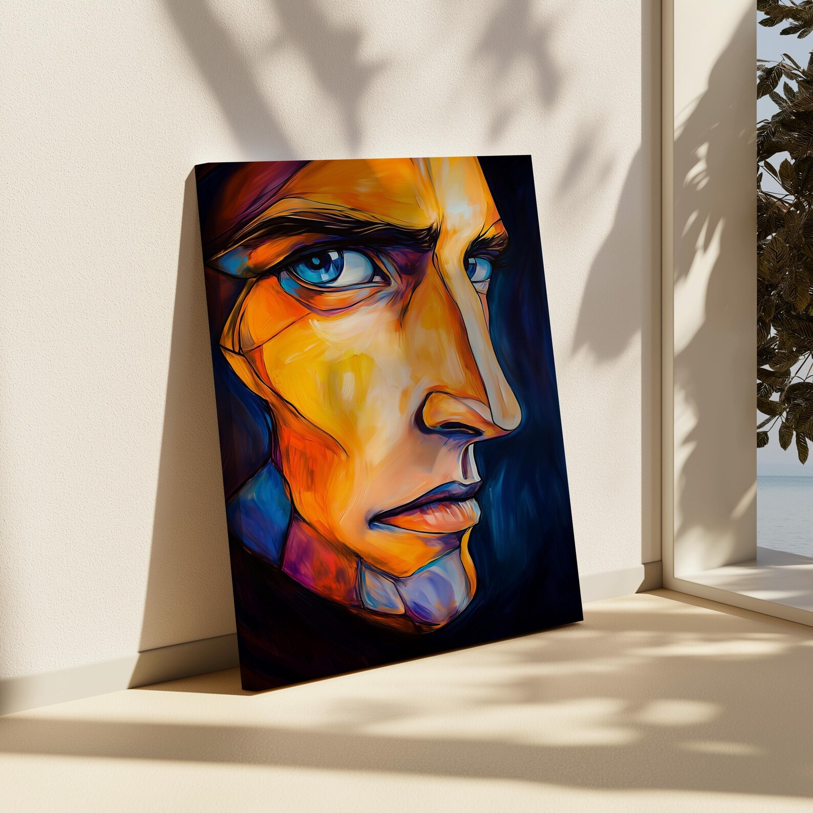 Sharp Angle Face Art Print: Bold Oil Painting Style Poster - Etsy