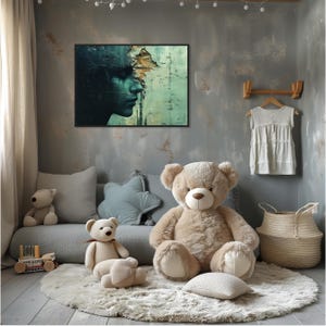 Rustic Wall Art Print Thinker Decoration for Office Vintage Crackled ...