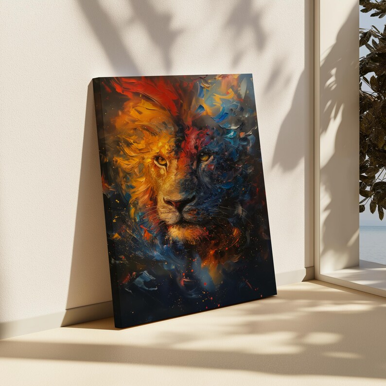 Abstract Leo Zodiac Lion Print: Colorful Astrology Wall Art - Etsy