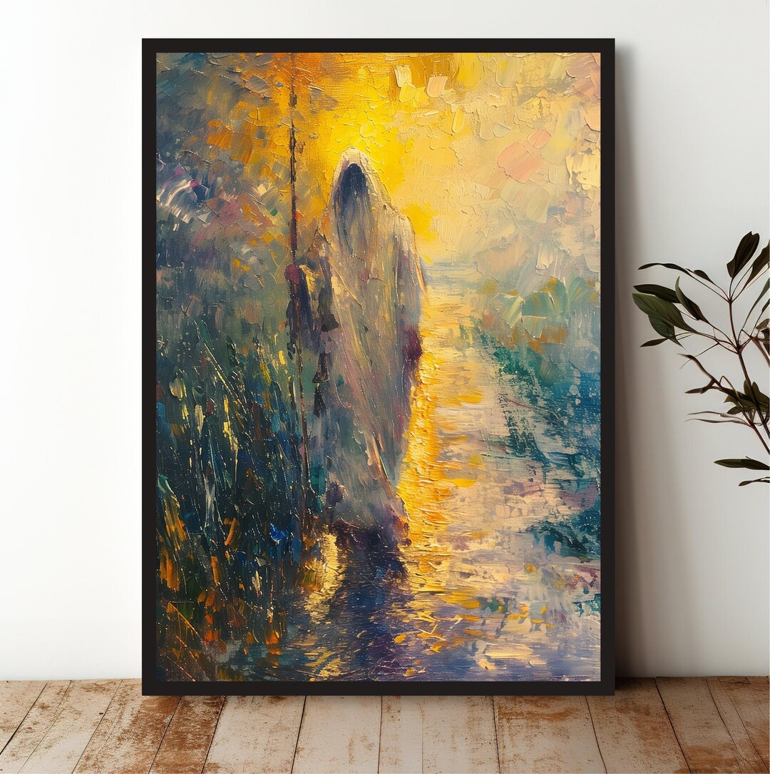 Moses Radiant Pathway Print Spiritual Biblical Scene Vibrant Canvas ...