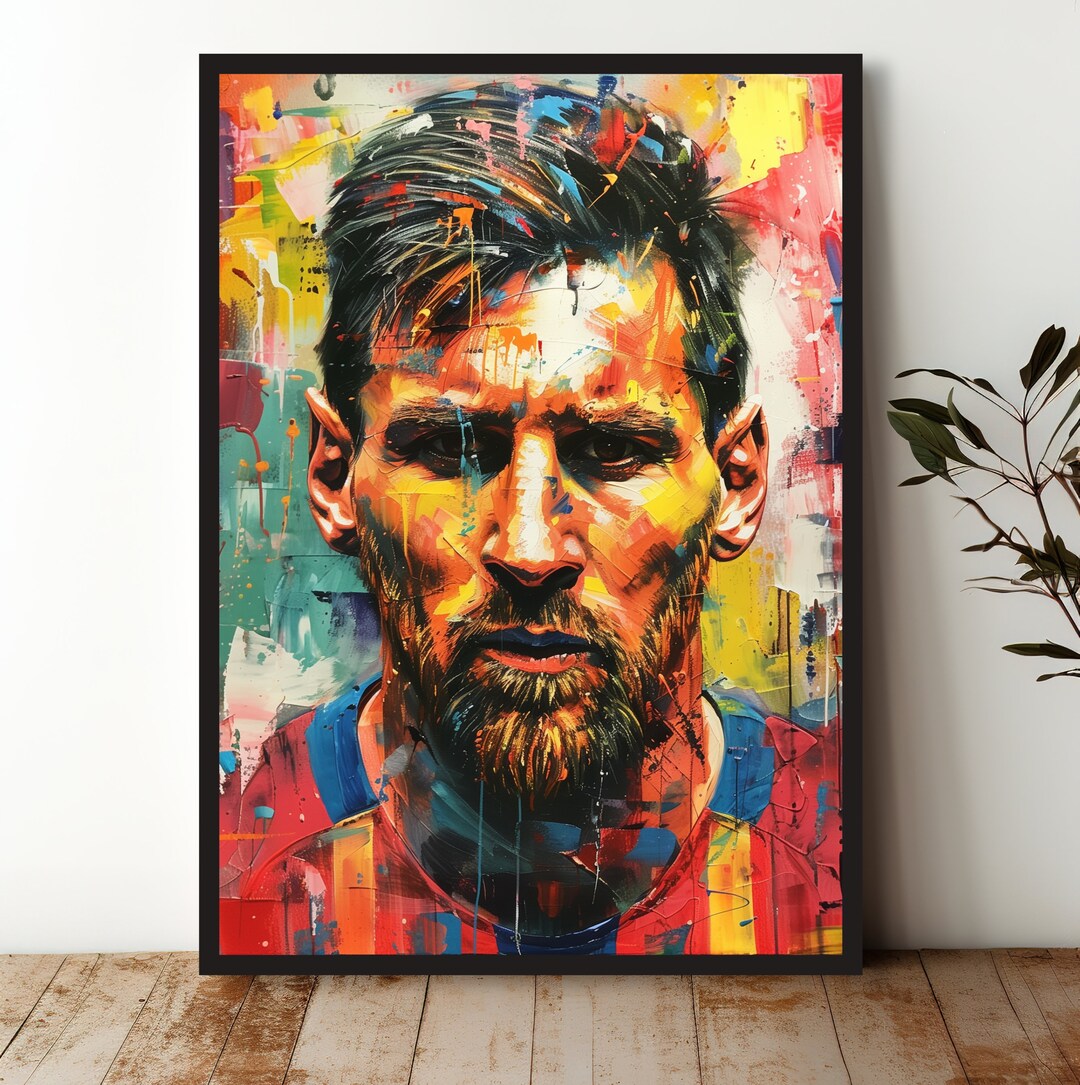 Iconic Soccer Player Wall Art Vibrant Abstract Sports Poster Bold ...