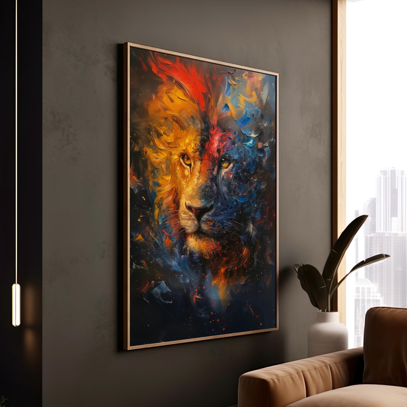 Abstract Leo Zodiac Lion Print: Colorful Astrology Wall Art - Etsy
