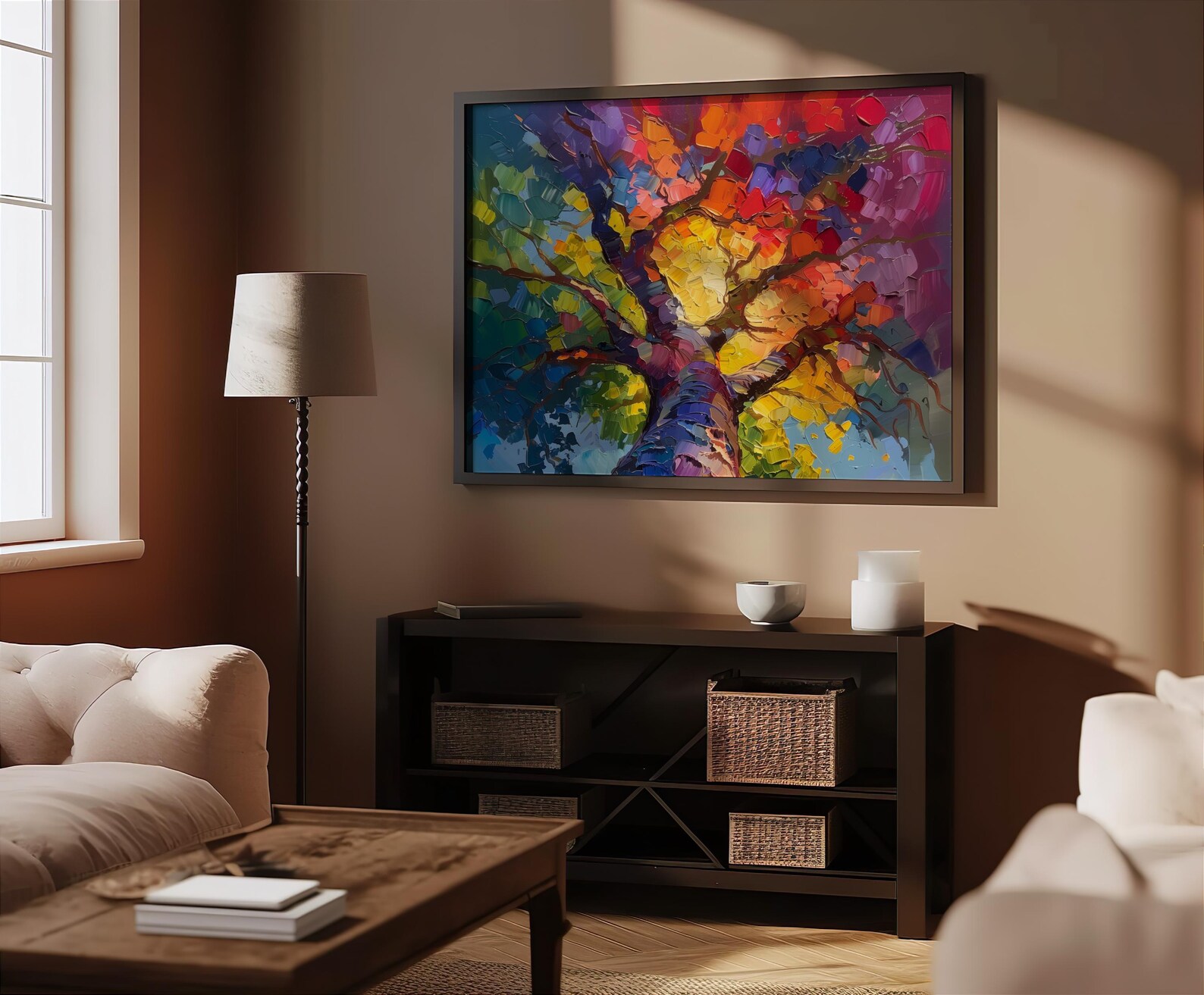 Rainbow Tree Print: Abstract Nature Canvas Wall Art - Etsy