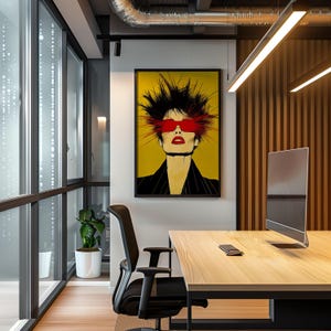 Spiky Hair Red Blindfold Art Print Bold Vector Illustration Yellow ...