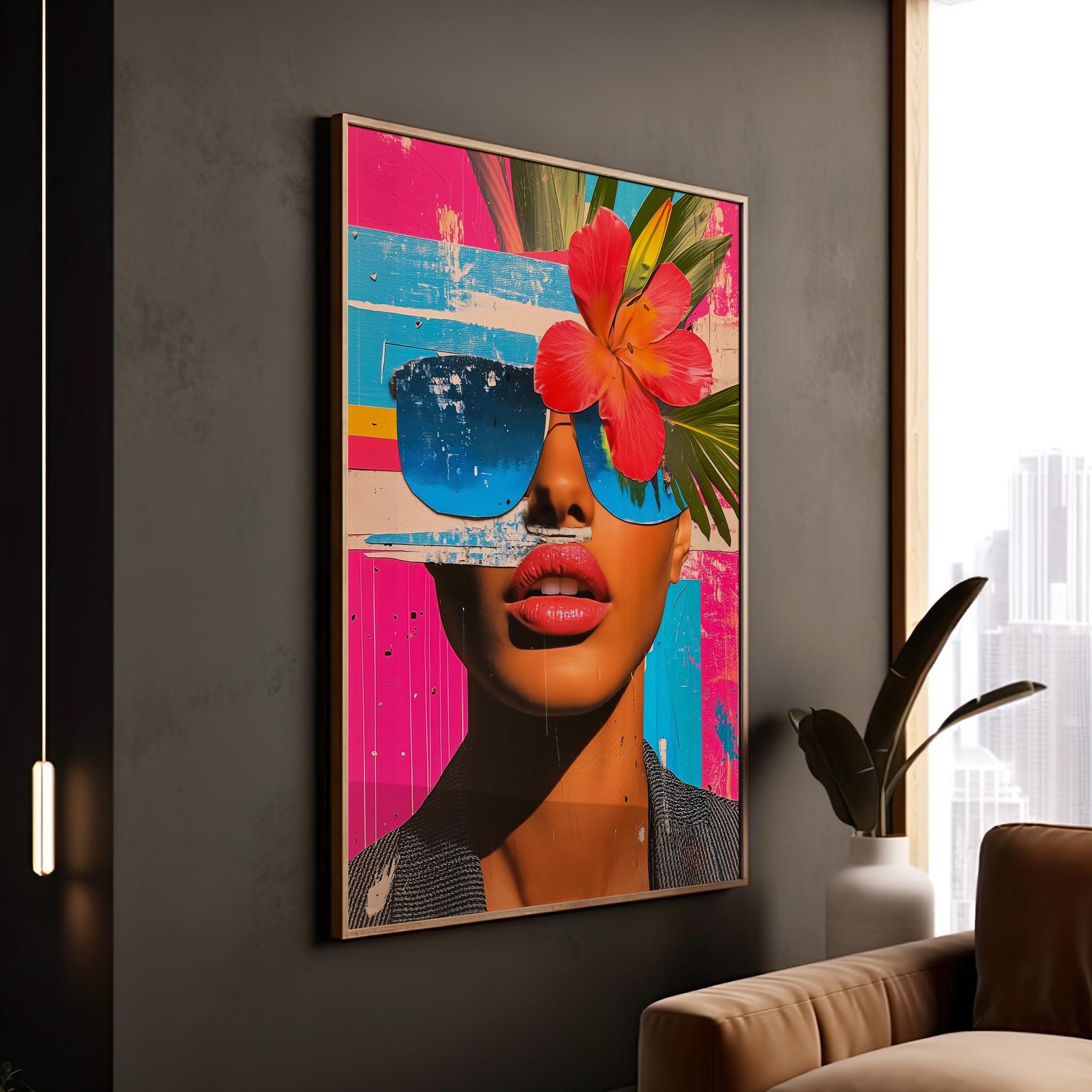 Pop Art Pop Art Sunglasses Woman Print Tropical Flower Collage African ...