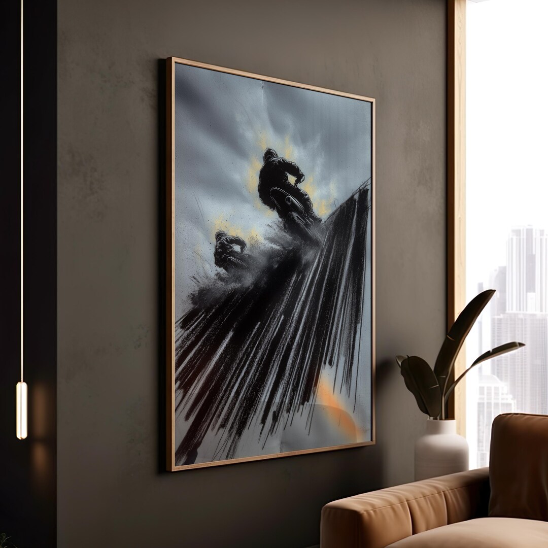 Motocross Duo Bold Ink Wall Art, Action Sports Decor, Energetic Poster ...