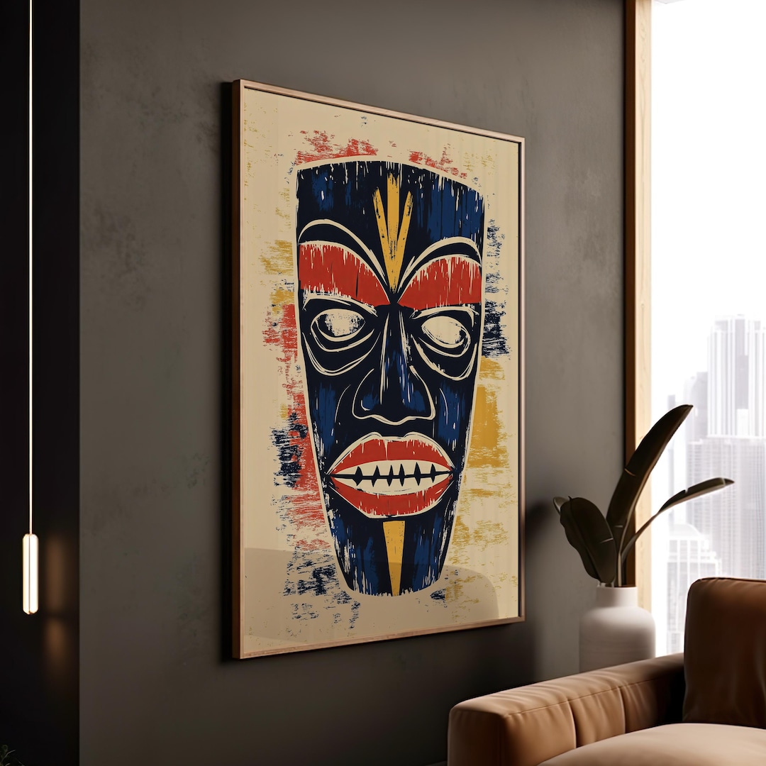 Tribal Mask Woodcut Print: African Inspired Canvas Art - Etsy