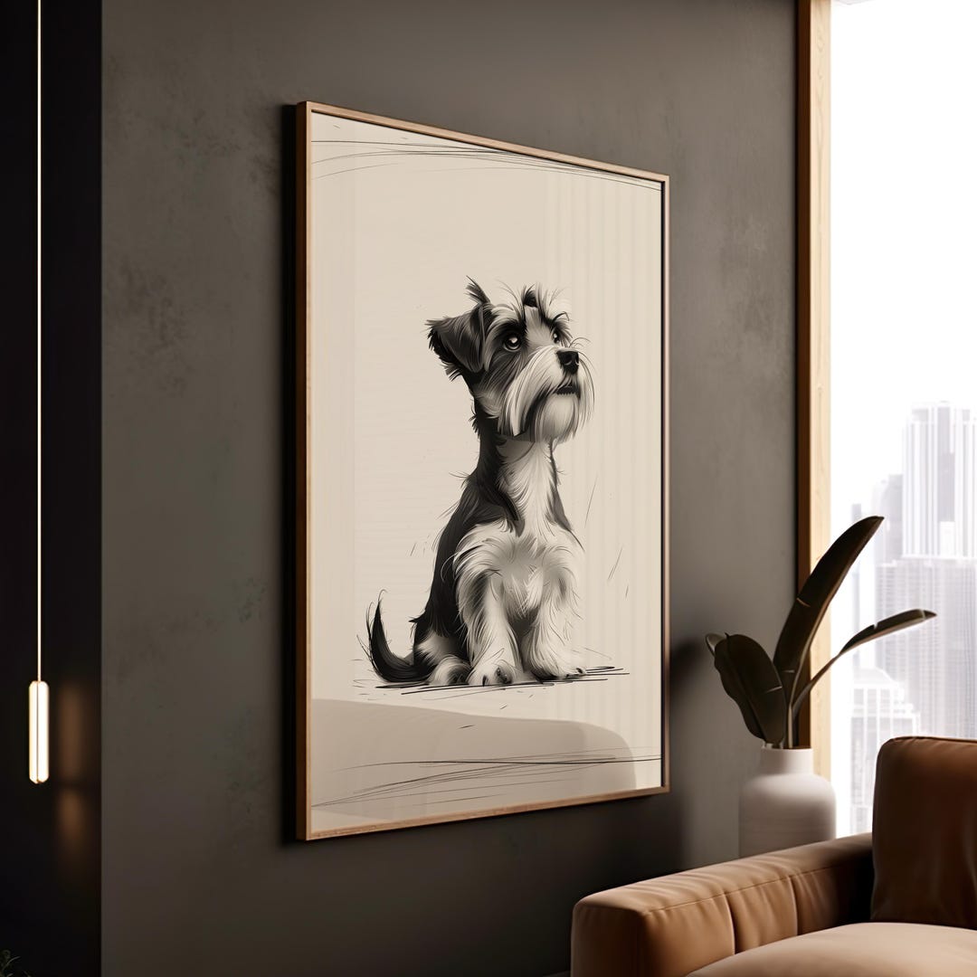 Schnauzer Dog Portrait Art Print: Modern Pet Lover Wall Decor - Etsy