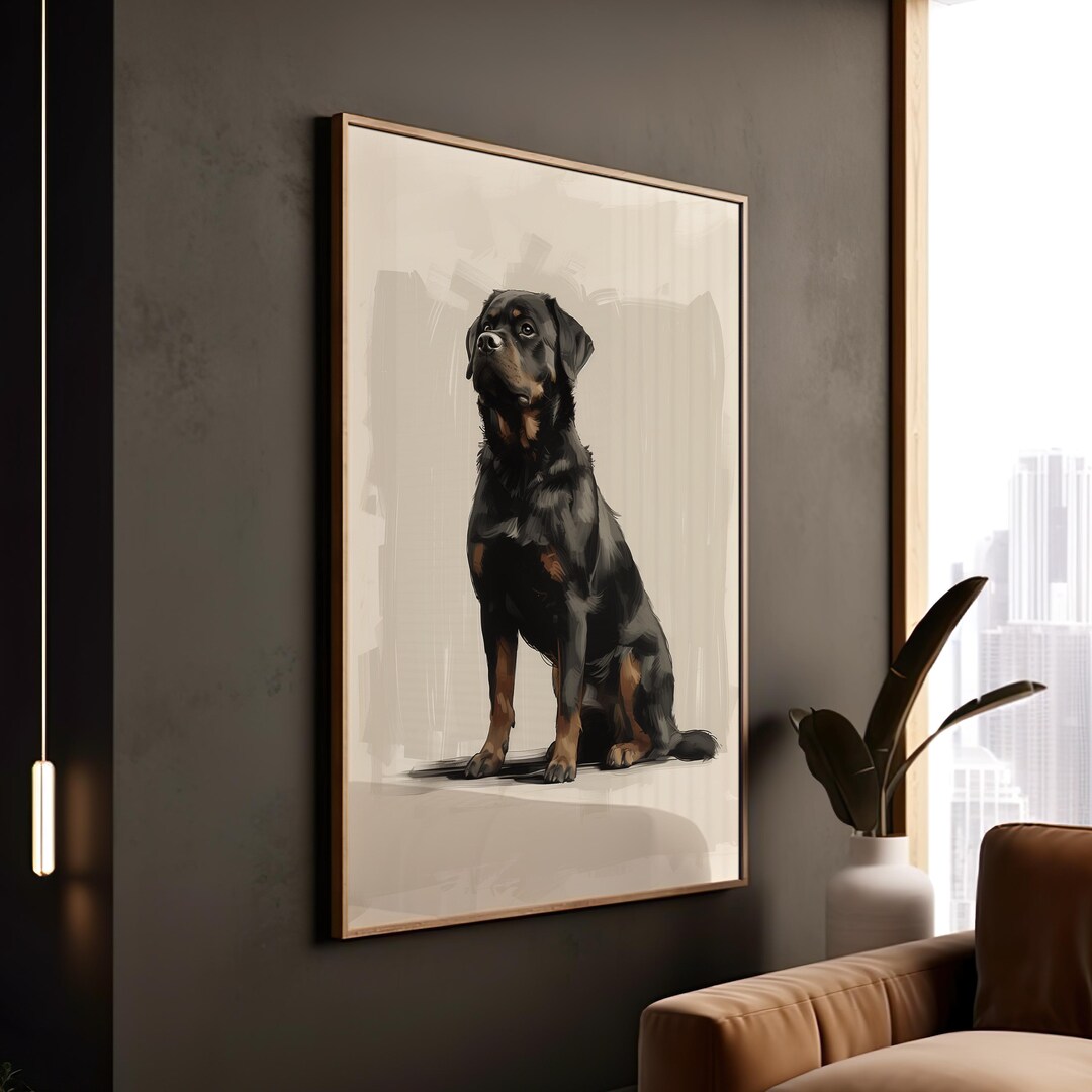 Rottweiler Dog Art Print: Modern Pet Portrait, Stylish Wall Decor - Etsy
