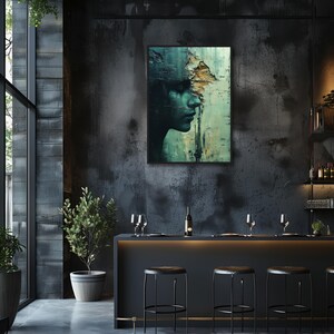 Rustic Wall Art Print Thinker Decoration for Office Vintage Crackled ...