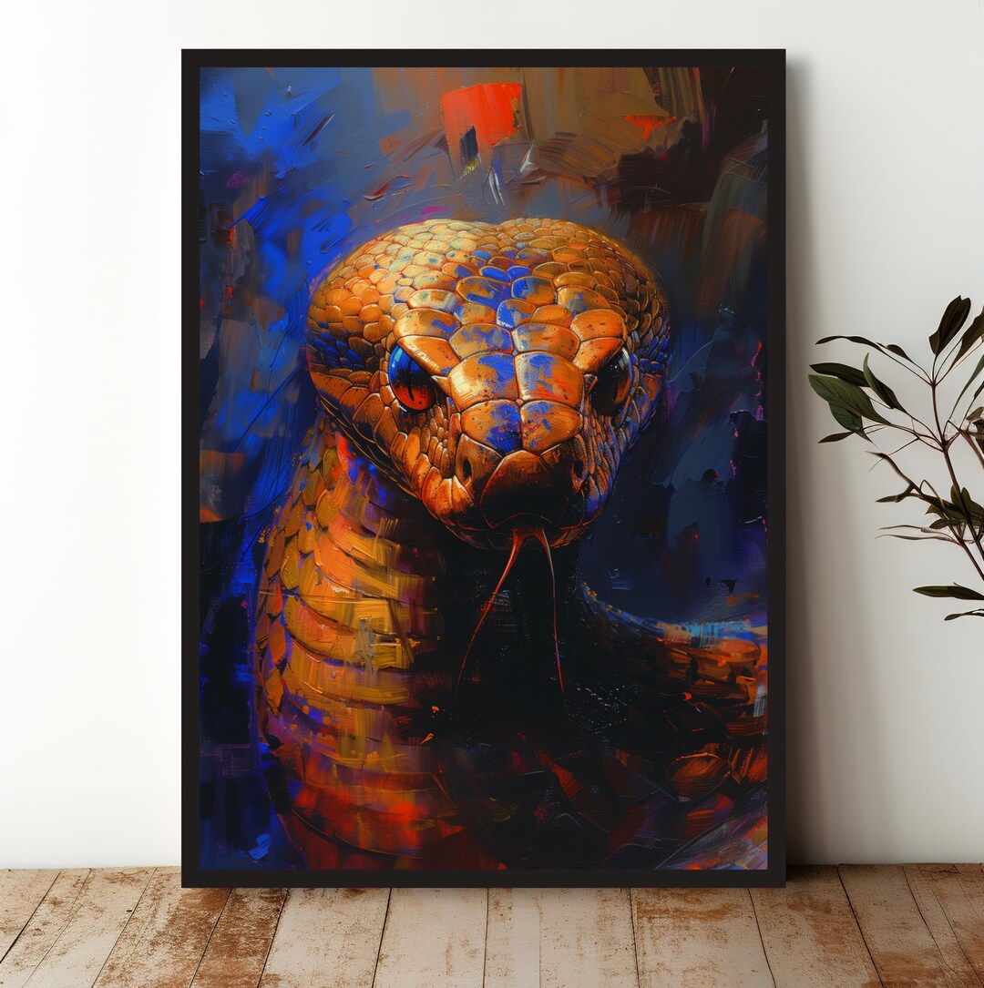Vibrant Abstract Snake Art Print Bold Animal Wall Decor Unique Room ...
