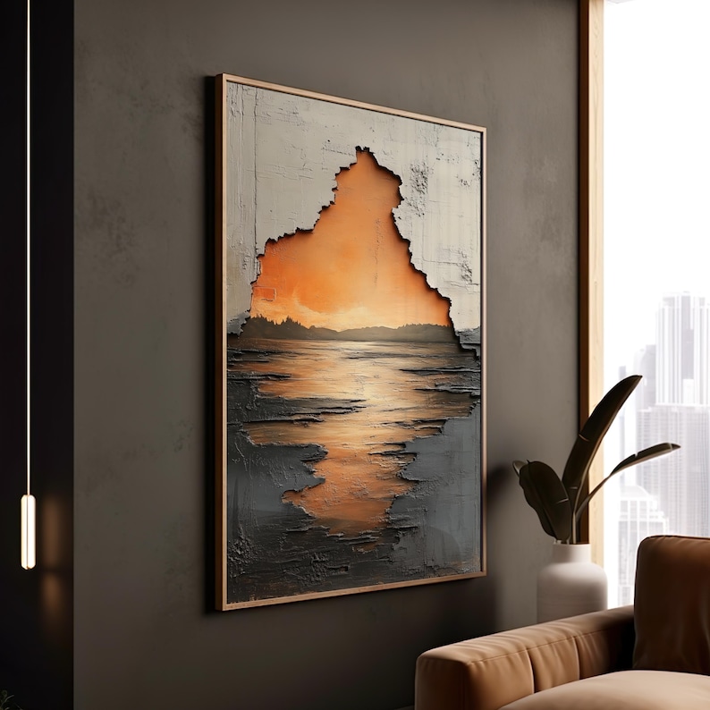 Textured Abstract Landscape Print: Earth Tone Sunset Canvas Art - Etsy