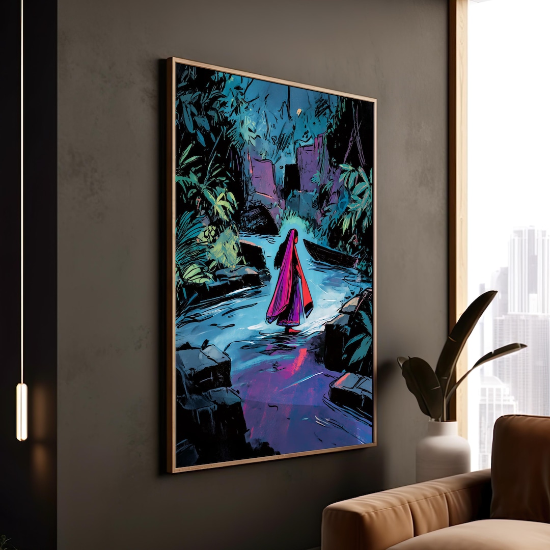 La Llorona River Illustration Print Neon Mexican Folklore Wall Art ...
