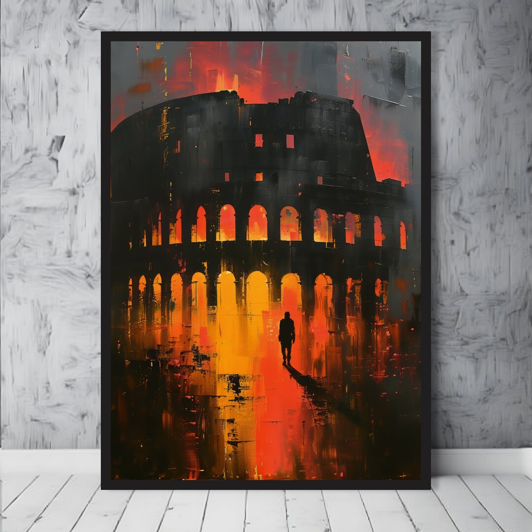 Abstract Colosseum Art Print Rome Italy Apocalyptic Landmark Art Wall ...