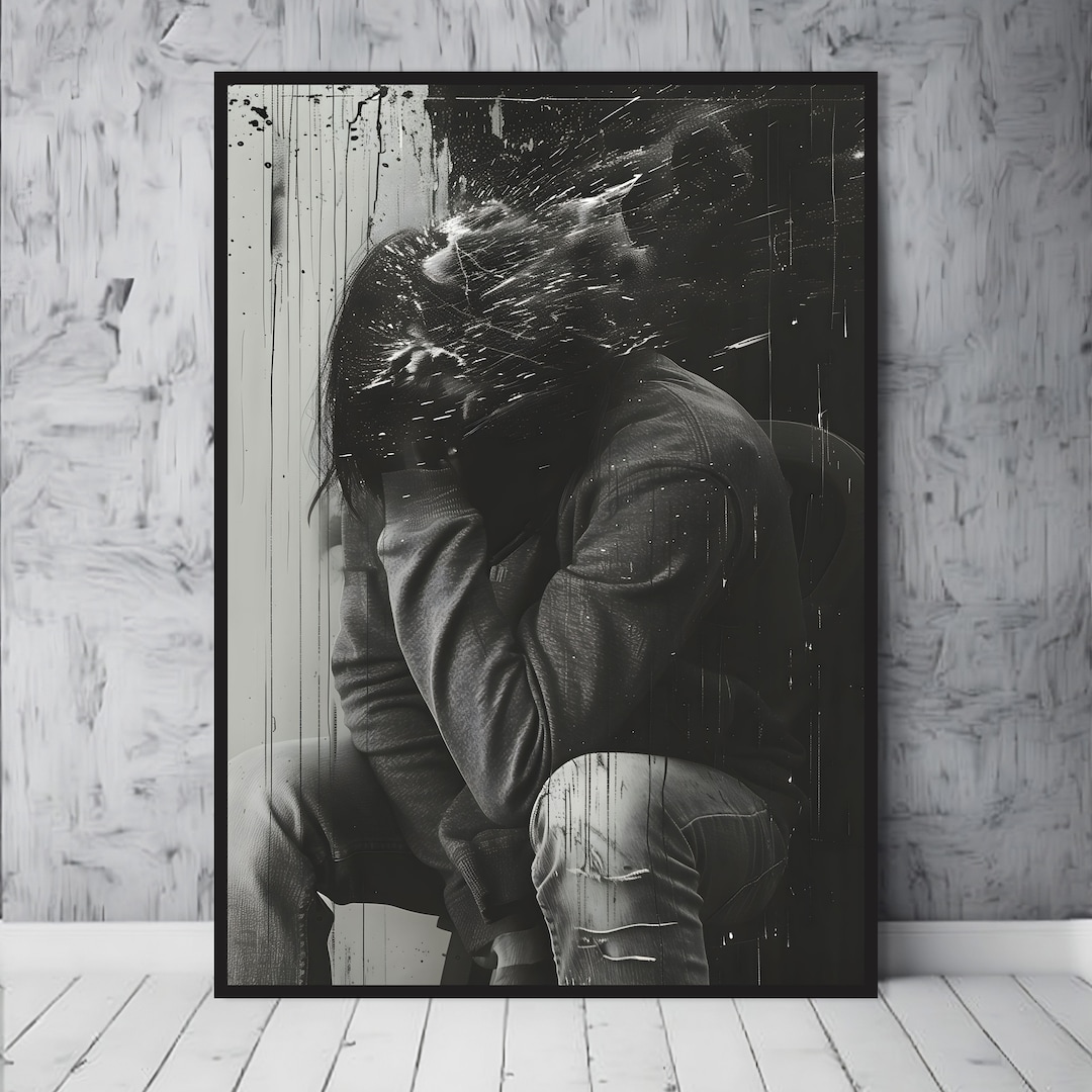 Depression Art Awareness Poster Modern Abstract Lines Explore Mental ...