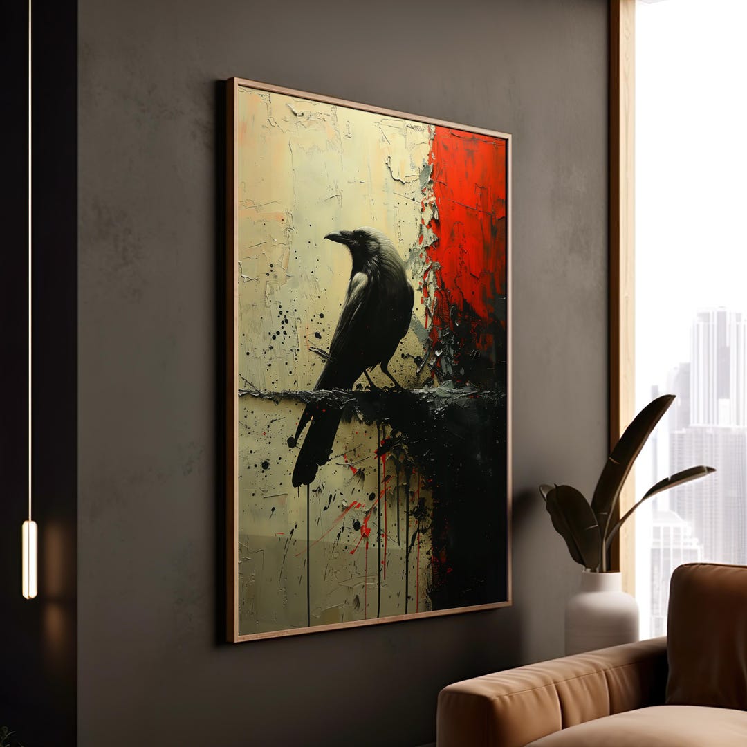 Abstract Crow Art Print: Modern Wildlife Canvas Decor - Etsy