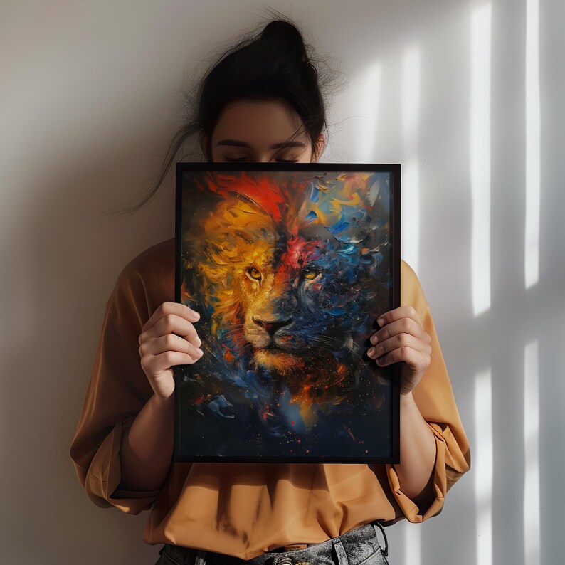 Abstract Leo Zodiac Lion Print: Colorful Astrology Wall Art - Etsy