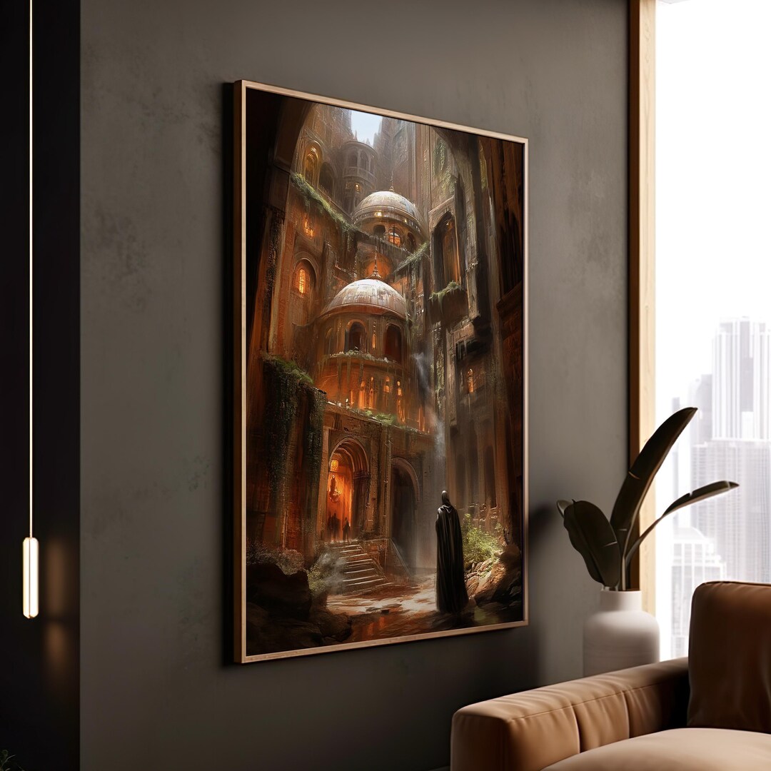 Ancient Fantasy City Art Print Poster Desert Architecture Domes ...
