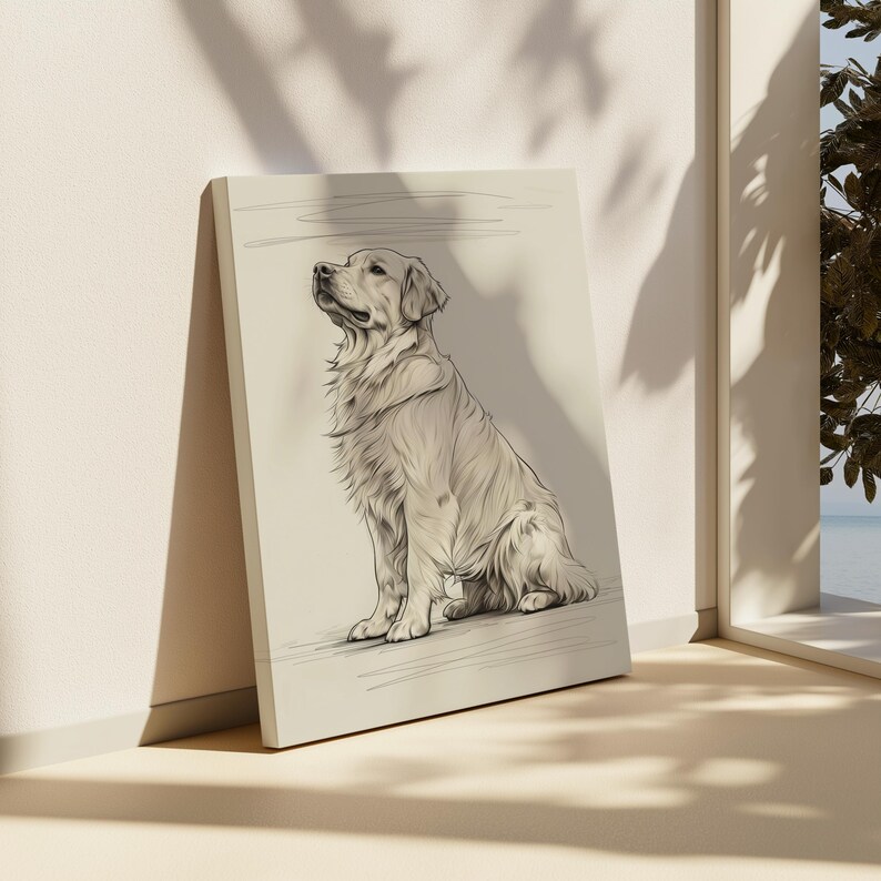 Golden Retriever Art Print: Modern Dog Portrait, Unique Wall Decor - Etsy