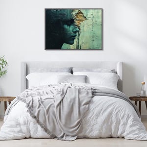 Rustic Wall Art Print Thinker Decoration for Office Vintage Crackled ...