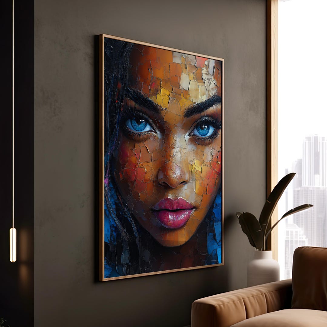 Abstract Blue Eye Portrait Print: Modern Texture Canvas Art - Etsy