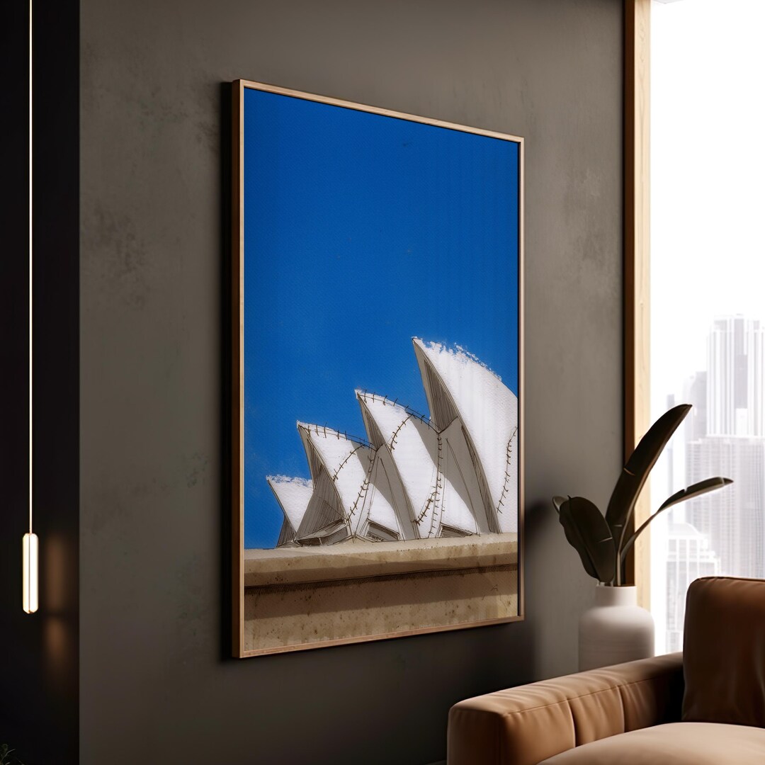 Opera House Wall Art: Minimalist Ink Drawing - Coastal Living Decor - Etsy