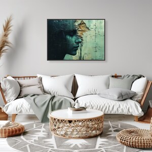 Rustic Wall Art Print Thinker Decoration for Office Vintage Crackled ...