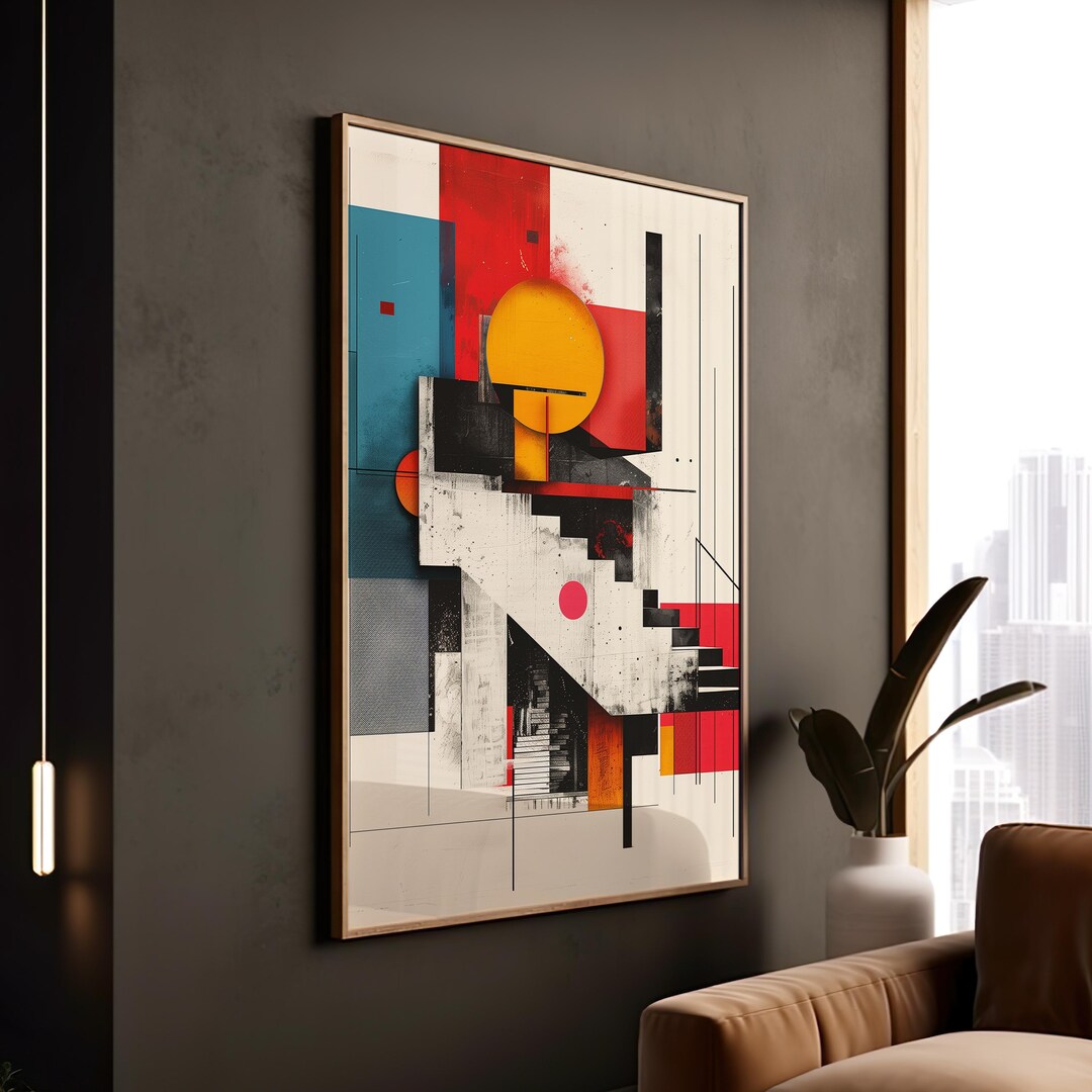 Geometric Shapes Print: Bold Colors Abstract Canvas Art - Etsy