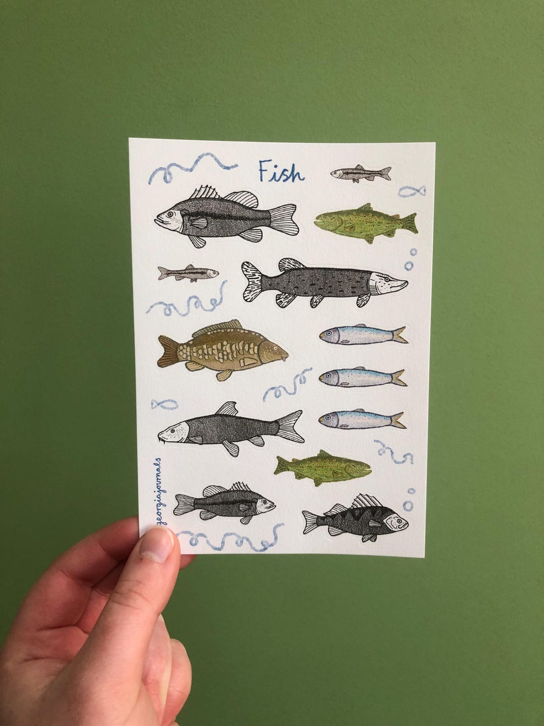 Textured Fish Sticker Sheet, Journaling Stickers, Planner Stickers ...