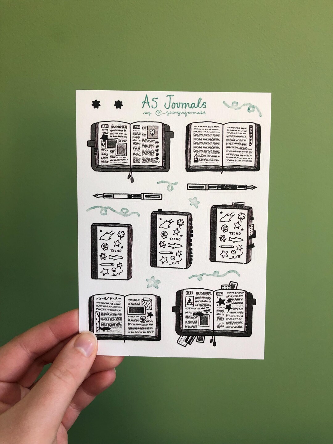 Textured Notebooks Sticker Sheet, Journaling Stickers, Journal Notebook ...