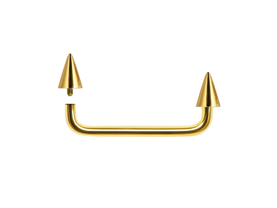 14K Gold Staple Barbell, Surface Piercing With Internally Threaded ...