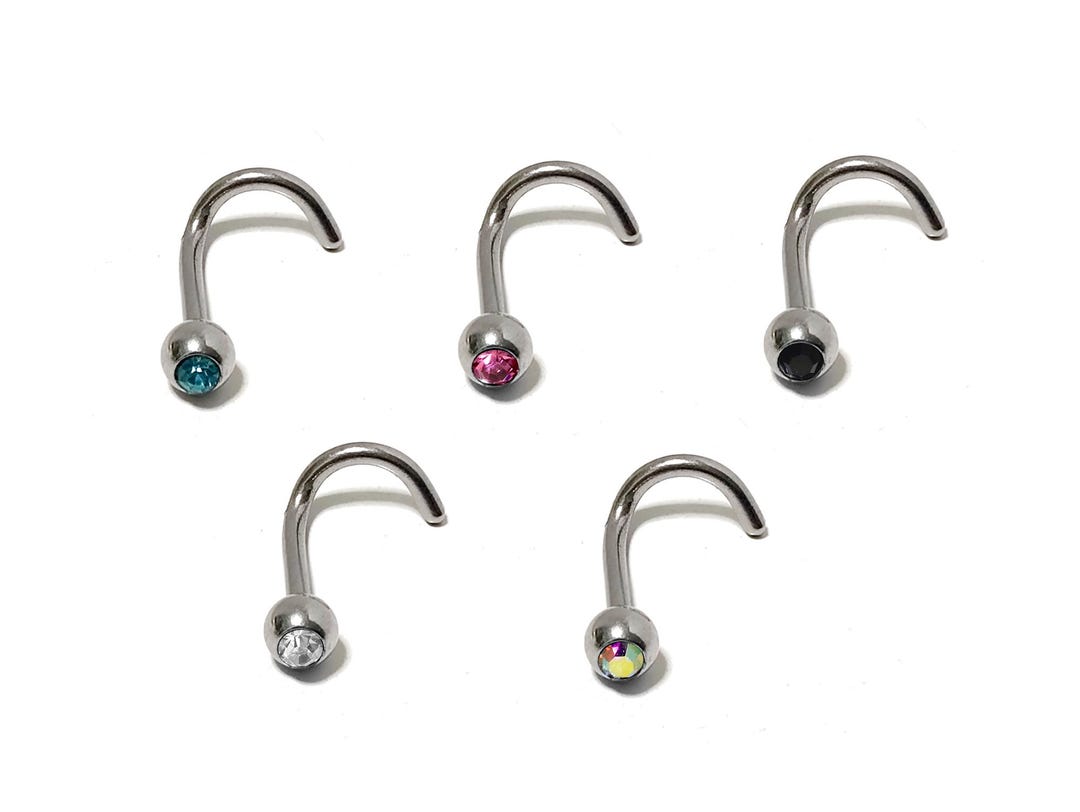 Titanium Nostril Screw Stud: Gem Ball Nose Piercing (20g/18g/16g) - Etsy UK