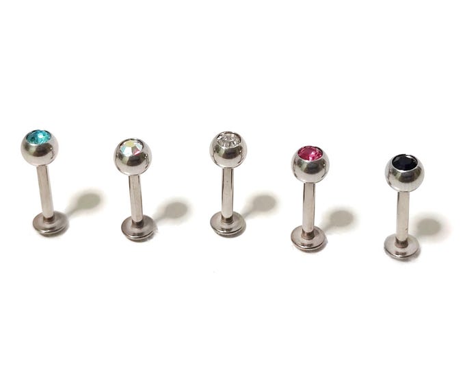 Tiny Pink Flower Threadless Flat Back Lip Labret Stud, 18,16ga, 6-10mm ...