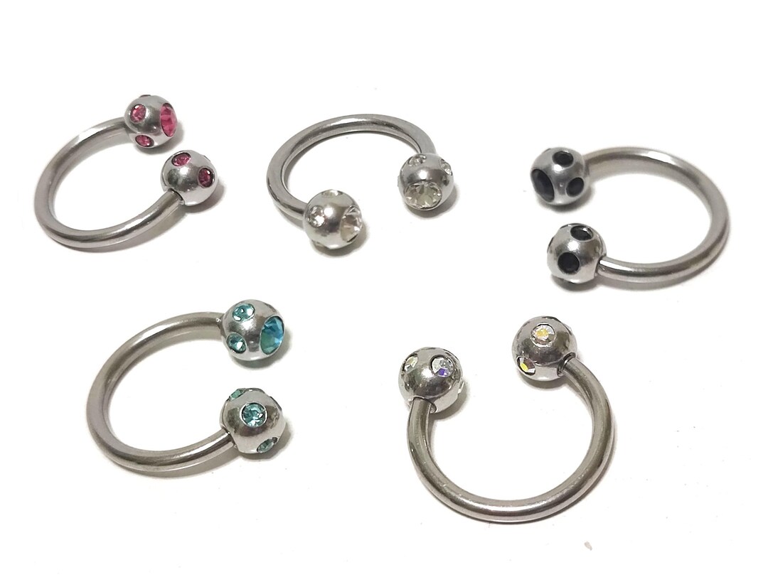 Titanium Septum Ring: CZ Crystal Circular Barbell (18g/16g/14g) - Etsy