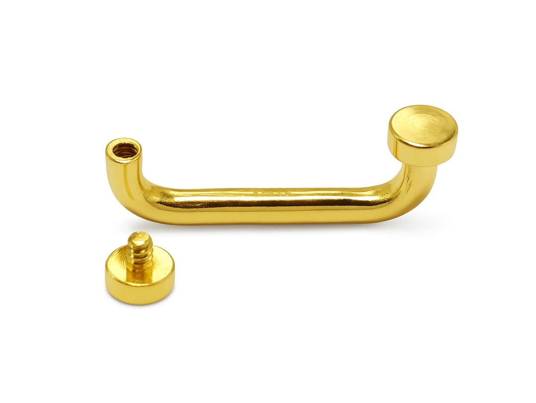 14K Gold Staple Barbell, Surface Piercing With Internally Threaded Flat ...