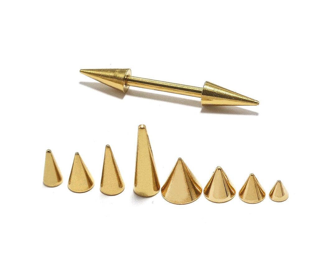14K Gold Spike Barbell Piercing Jewelry - 14G 16G 18G Body Jewellery ...