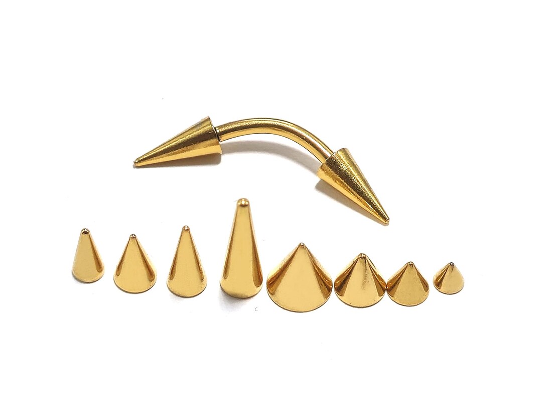 14K Gold Spike Curved Barbell Eyebrow Piercing - 14G 16G Body Jewellery ...