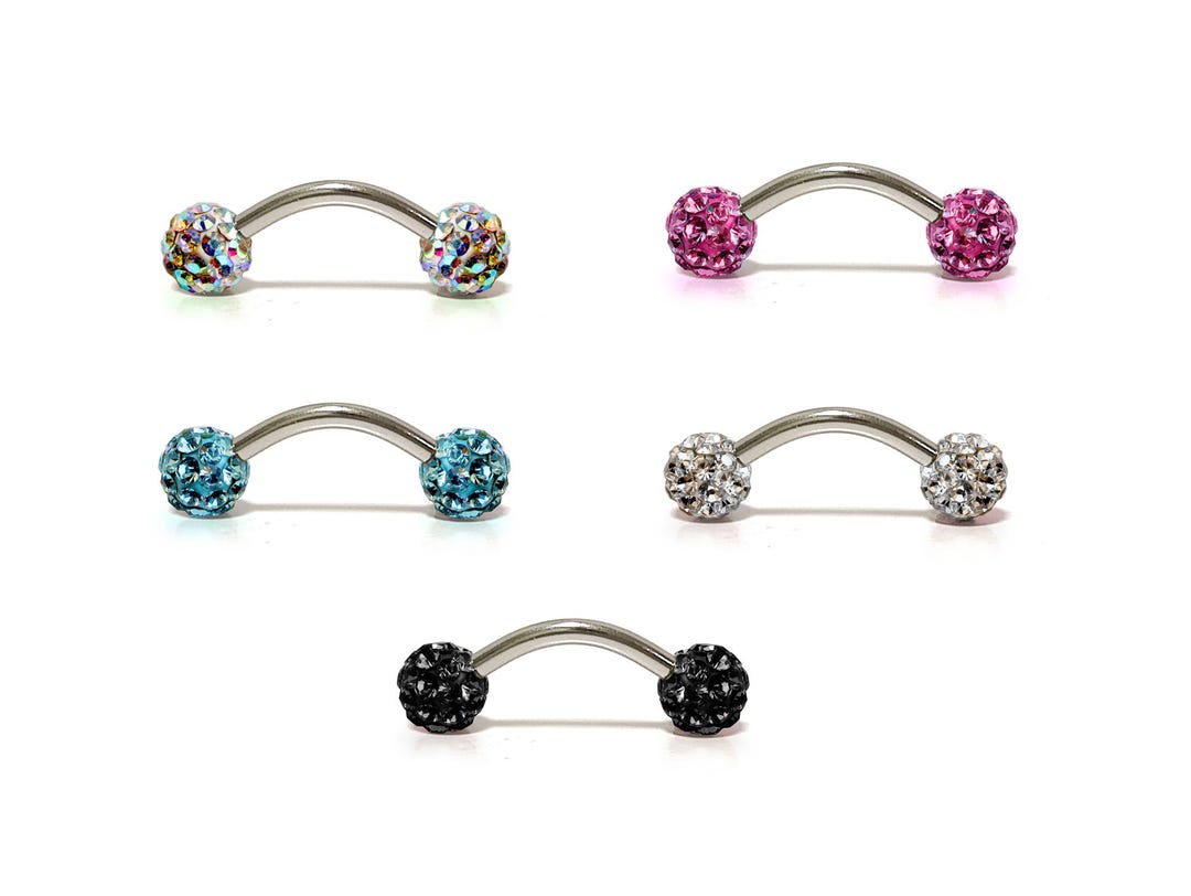 Vertical Labret Lip Jewelry Curved Barbell, Eyebrow Piercing With Disco ...