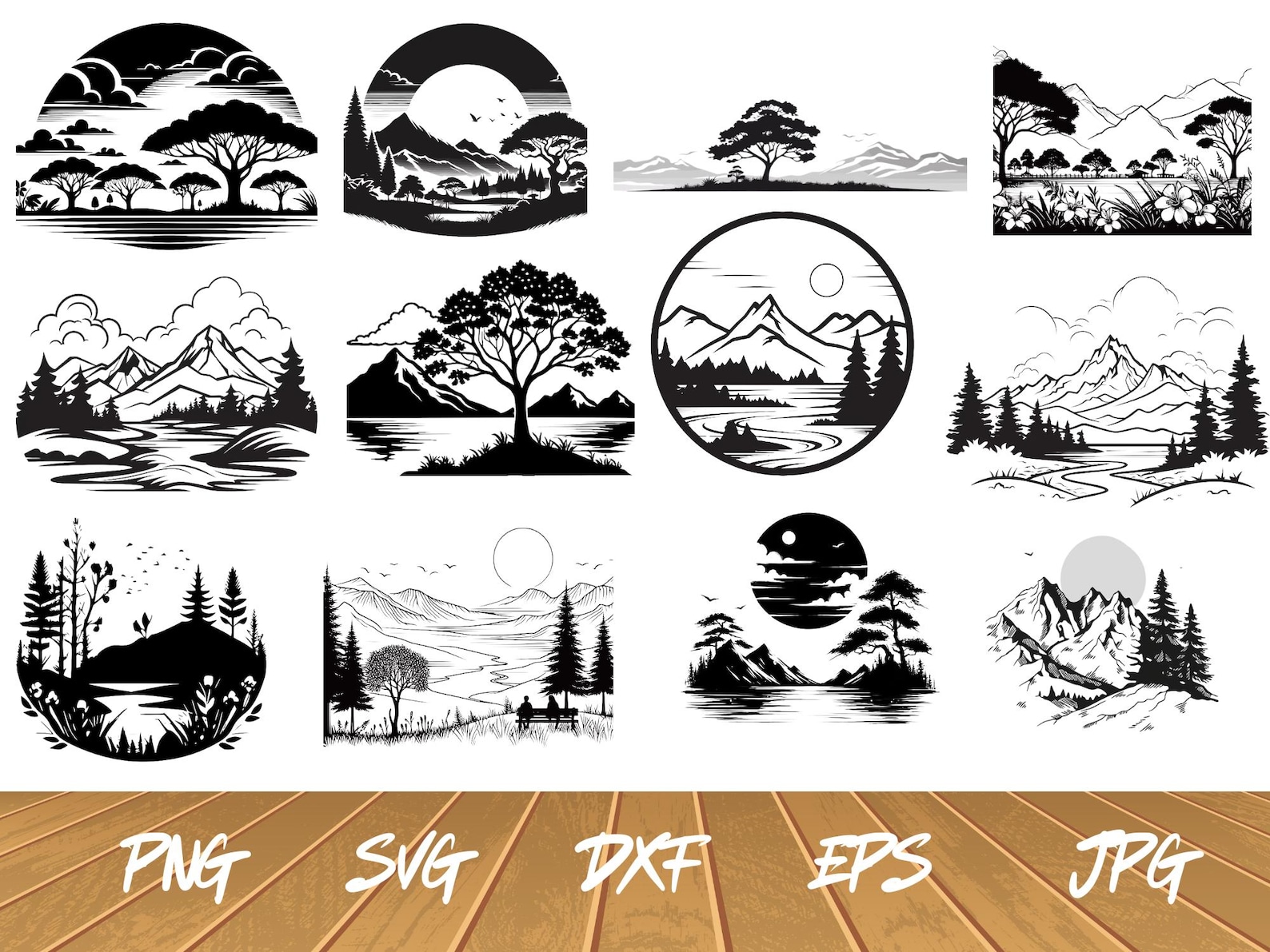 Landscape Svg Bundle, Forest PNG, Desert Scary Svg Bundles, Adventure ...
