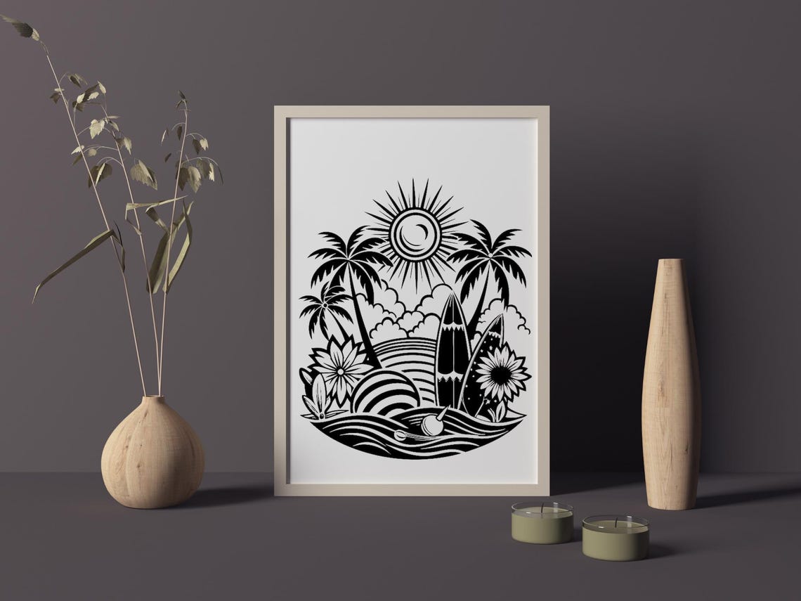 Tropical Beach Scenes SVG Bundles, Island Svg Bundles, Palm Tree Svg ...