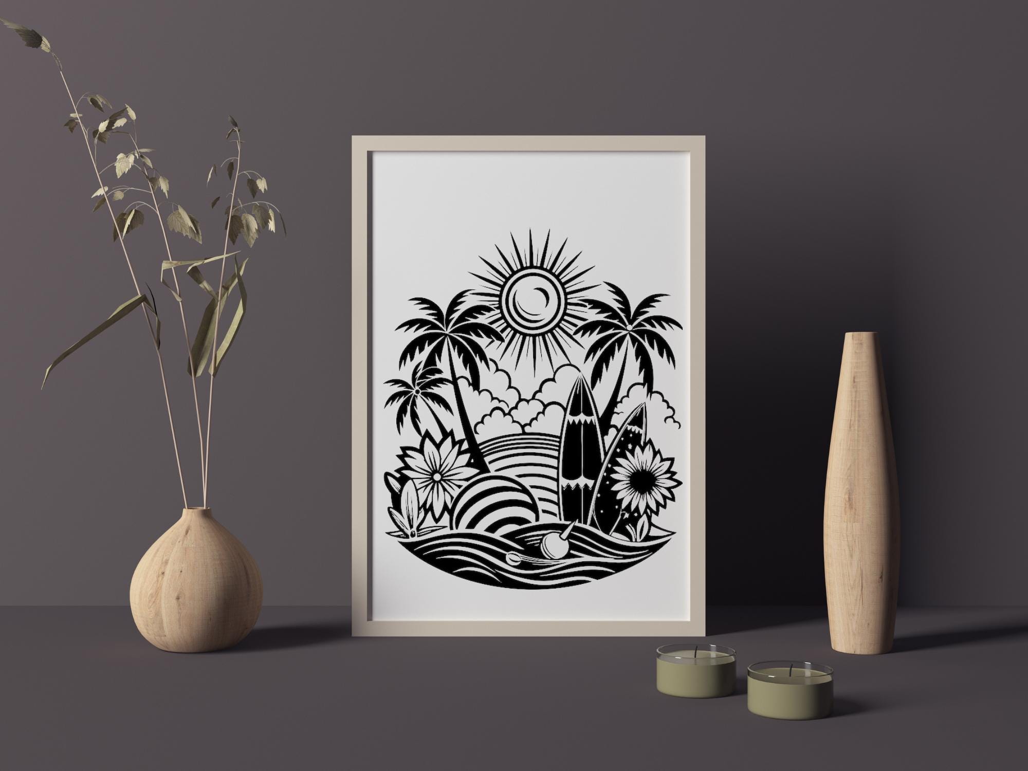 Tropical Beach Scenes SVG Bundles, Island Svg Bundles, Palm Tree Svg ...